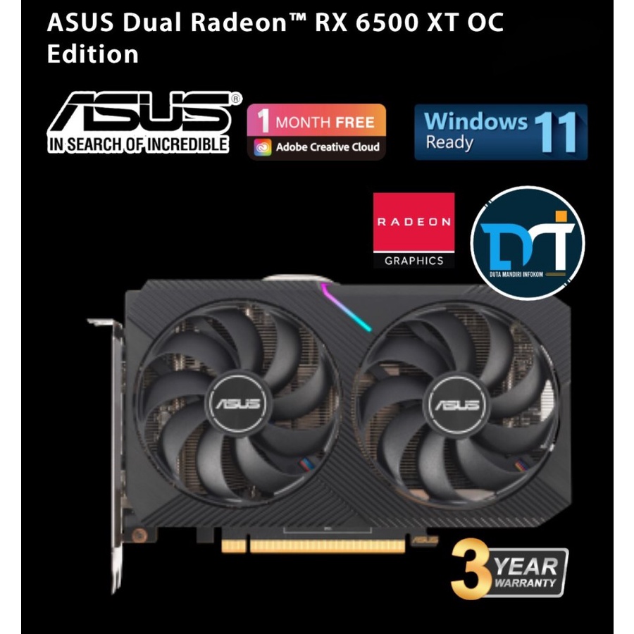Jual ASUS Dual Radeon RX 6500 XT OC Edition 4GB GDDR6 - Dual Fan | Shopee Indonesia