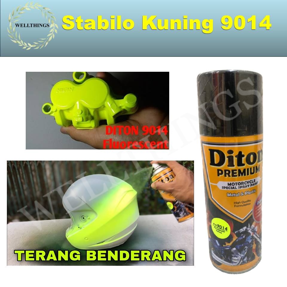 Jual Cat Pilox Diton Premium FLUORESCENT YELLOW 9014 400cc warna kuning ...