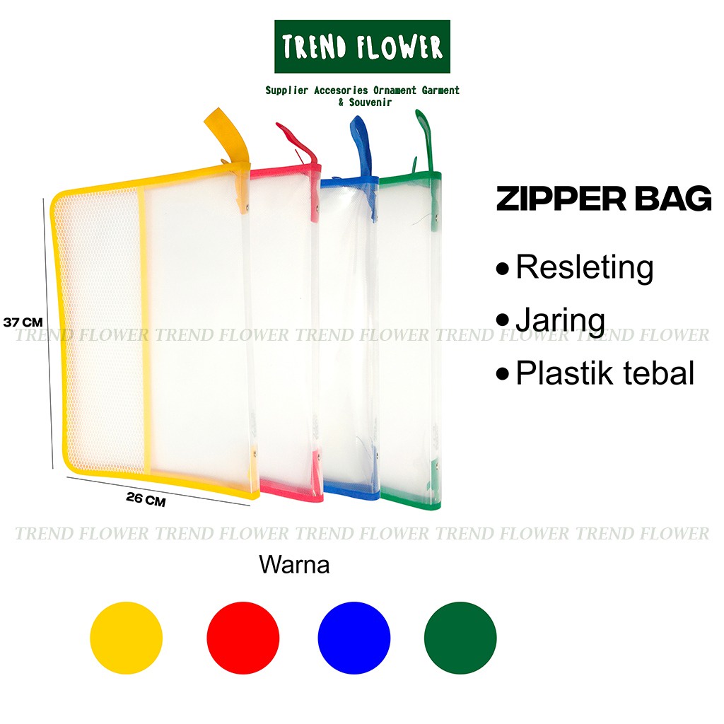 Jual Zipper Bag Plastik Map Resleting Jaring Plastik Tebal Perlengkapan ...
