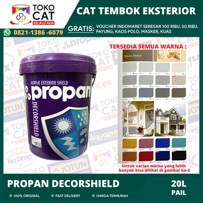 Jual CAT TEMBOK LUAR PROPAN DECORSHIELD (BISA REQUEST WARNA) 20L PAIL ...