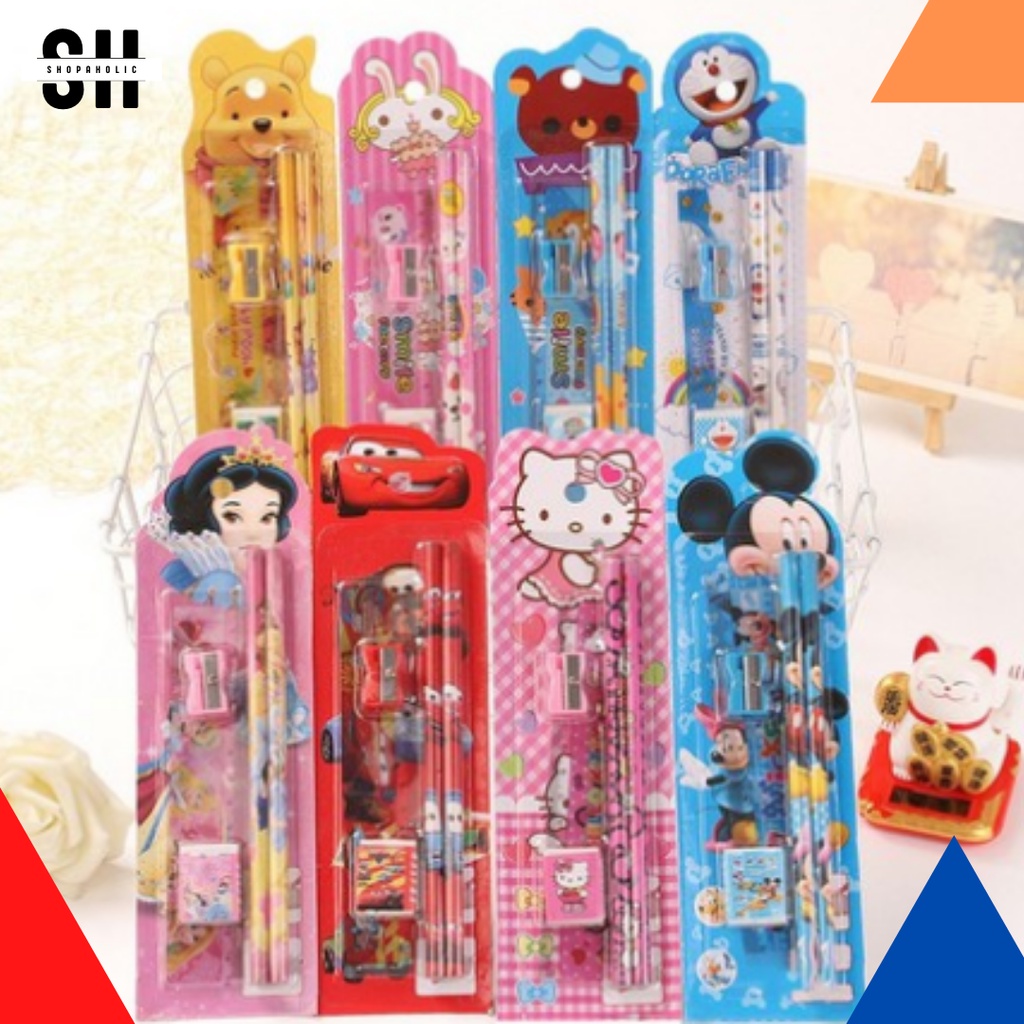 Jual MINI STATIONERY SET ALAT TULIS SEKOLAH 5 in 1 KARAKTER LUCU ...