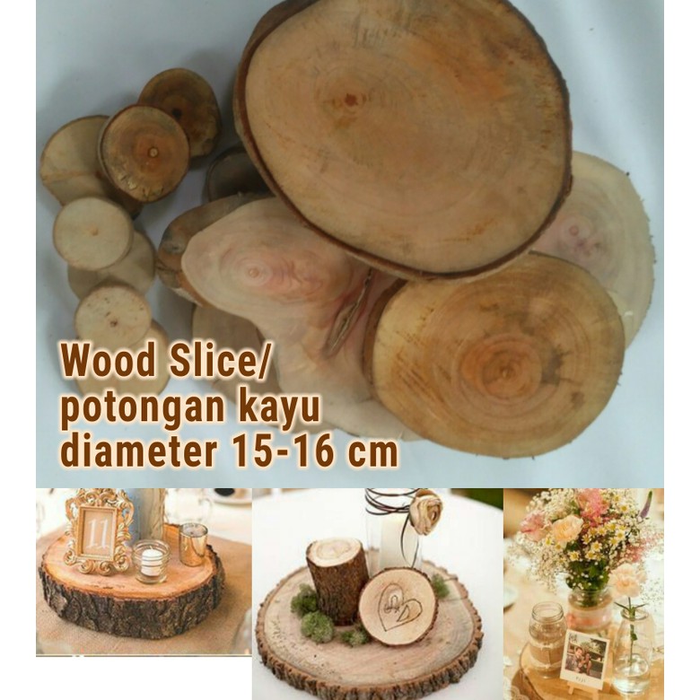 Jual Wood wooden slice slices 15-16 cm chips log potongan kayu bahan ...