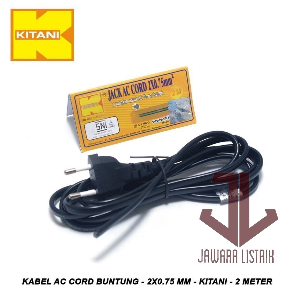 Jual KABEL POWER BUNTUNG AC CORD MERK KITANI 2X0,75 SNI | Shopee Indonesia