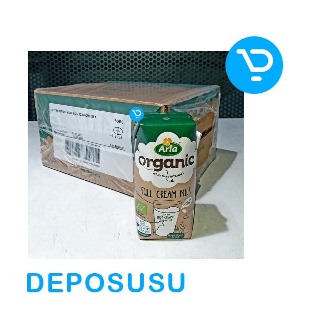 Jual Susu UHT ARLA ORGANIC Full Cream Milk 1CARTON 12x200 ml | Shopee ...