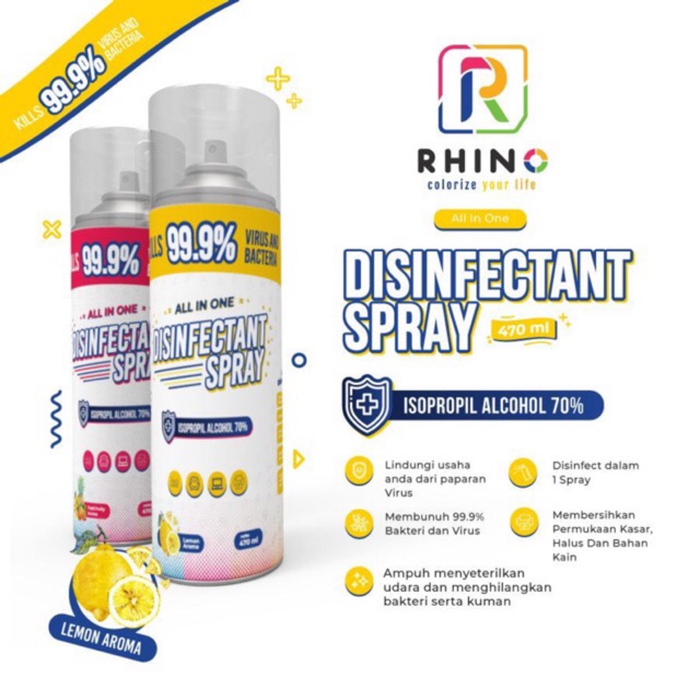 Jual RHINO DESINFEKTAN SPRAY / DISINFECTANT 470ML | Shopee Indonesia