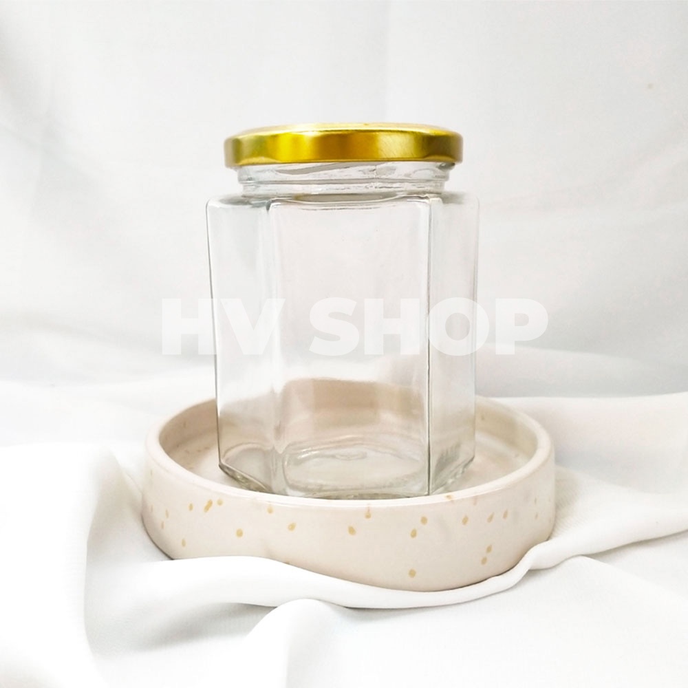 Jual JAR KACA TIPE HEXAGON / JAR PENYIMPANAN MAKANAN 250 ML/ HEXAGON ...