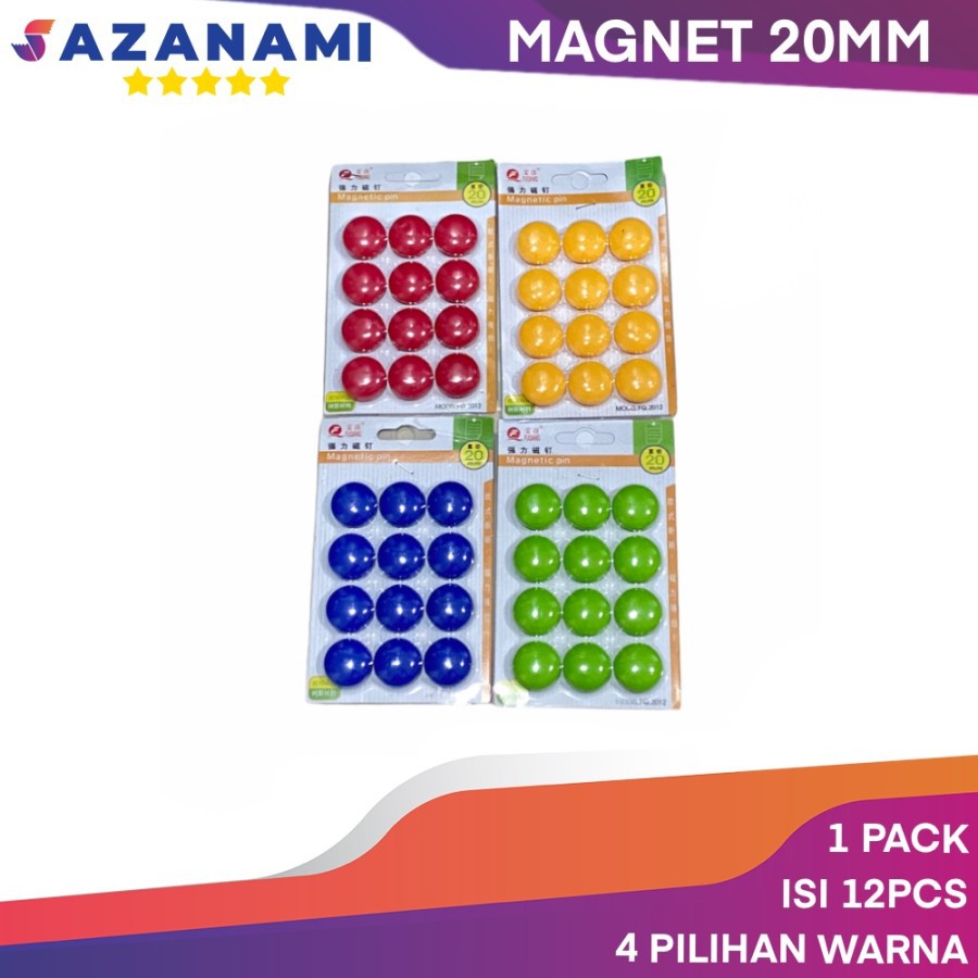 Jual MAGNET PAPAN TULIS MAGNETIC PIN WHITEBOARD 20MM 2CM 1PACK 12PCS ...