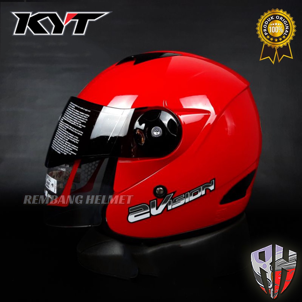 Jual HELM KYT 2 VISION SOLID ORIGINAL RED BERAT HAYA 2KG PACKING BOX ...