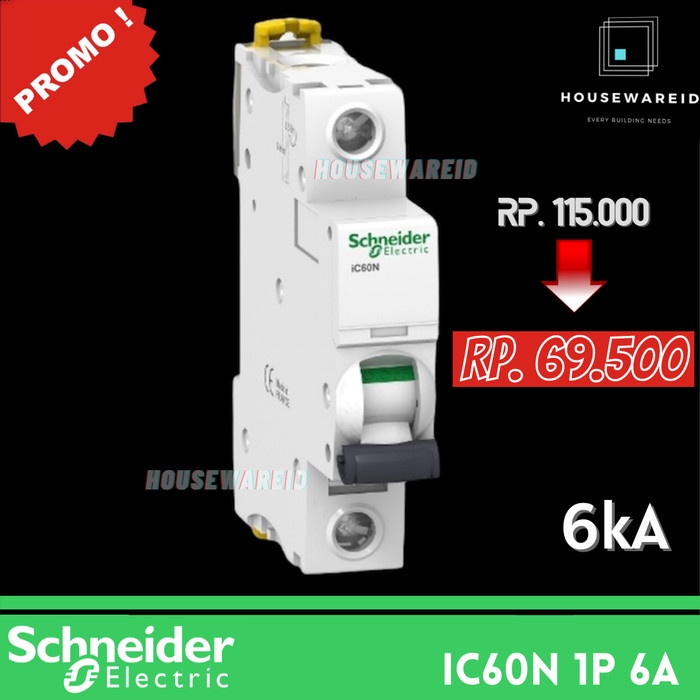 Jual Produk Unggulan Mcb Schneider Acti9 Ic60N 1 Phase 6 Ampere Original Sni, 1P 6A 1 Pole Murah ...