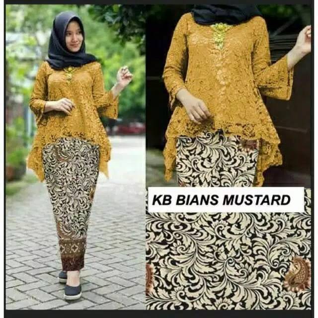 Jual Kebaya brukat kuning / kebaya kuning / kebaya warna kuning ...