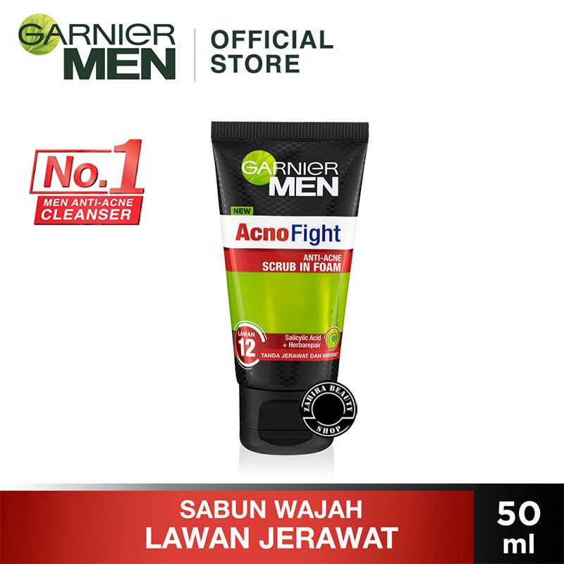 Jual Garnier Men Acno Fight Anti Acne Scrub In Foam 50 ML | Shopee Indonesia