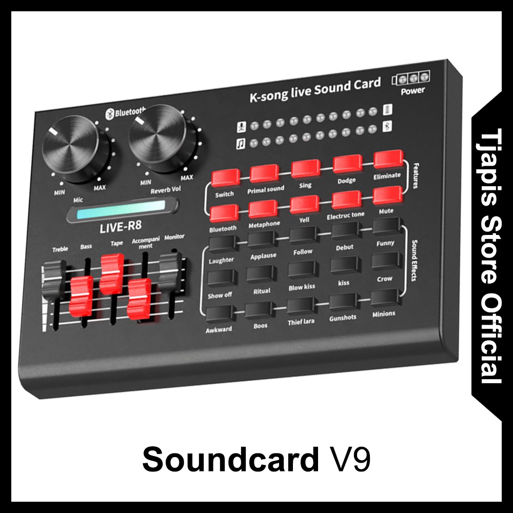 Jual SOUNDCARD V9 USB | LIVE STREAMING | MIXER | Shopee Indonesia
