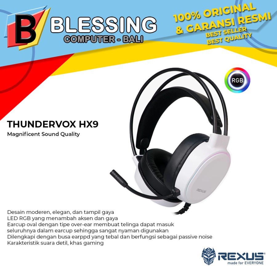 Jual Headset Gaming Rexus Thundervox HX9 RGB White / Rexus Gaming ...