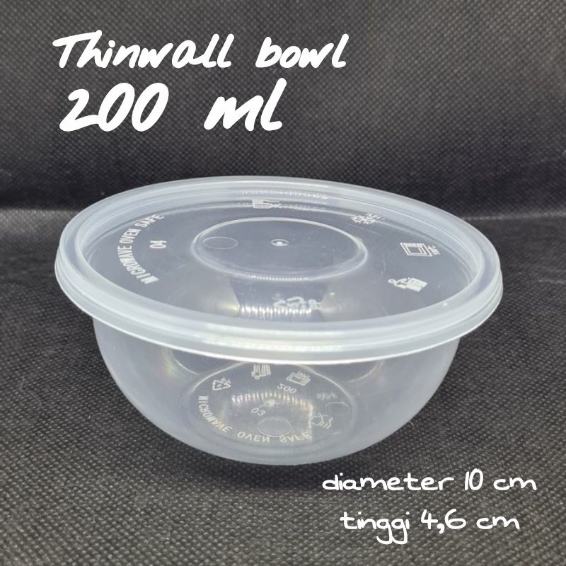 Jual TINWALL MANGKOK BOWL PLASTIK THINWALL 200ML 500 PC | Shopee Indonesia