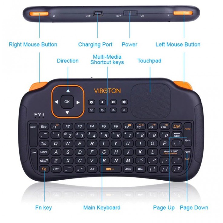 Jual PS2938 VIBOTON S1 Mini 2.4GHz Wireless Smart Keyboard Air Mouse ...