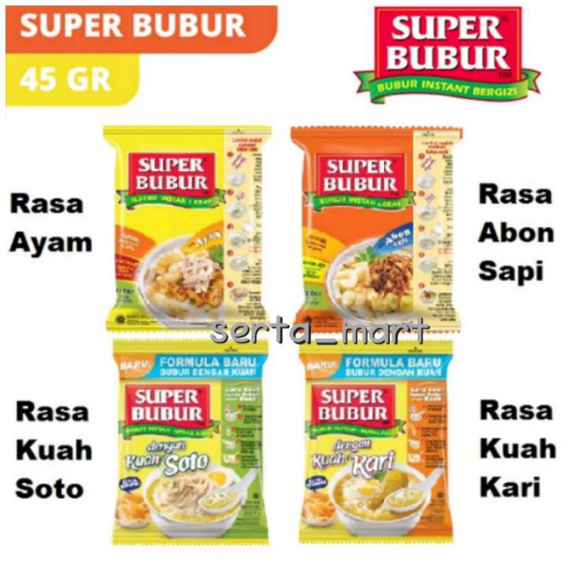 Jual Super Bubur Sachet 45gr / Cup 64gr - Bubur Instan Ayam / Abon ...