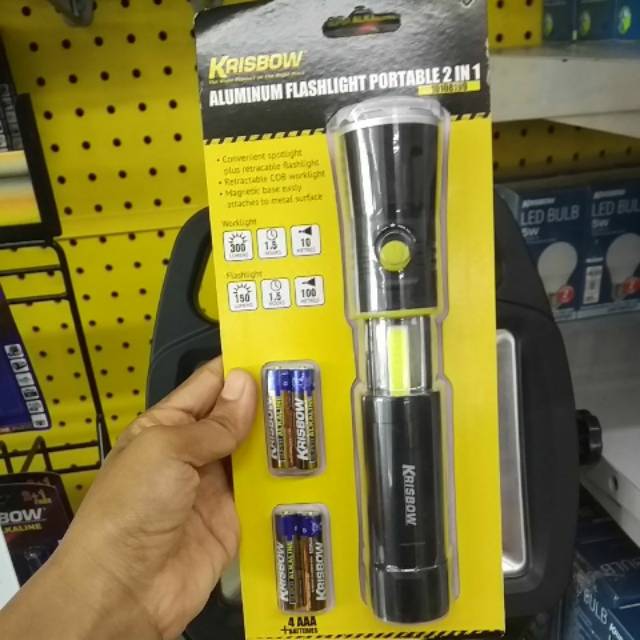 Jual Krisbow led Flashlight 150/300 LM,4XAAA ALU + BATERAI | Shopee ...