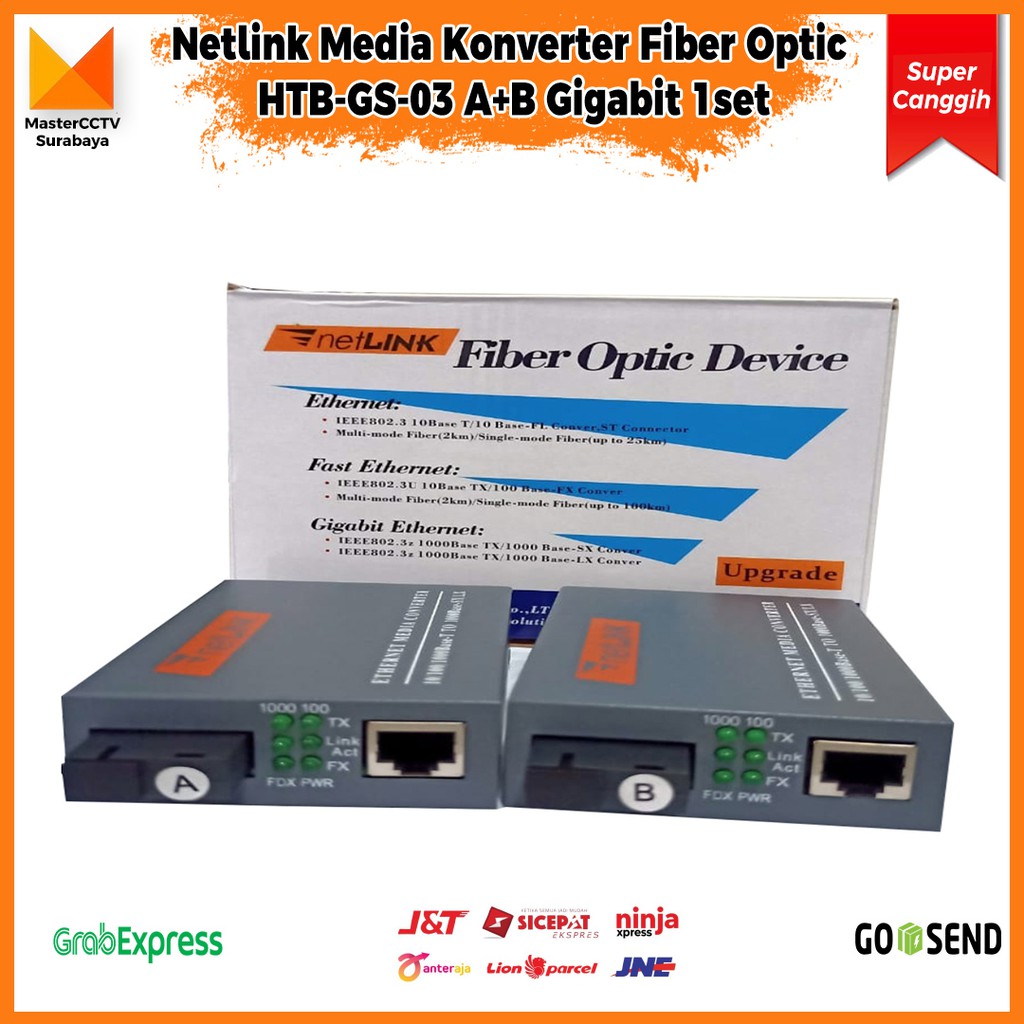 Jual Netlink Media Konverter Fiber Optic HTB-GS-03 A+B Gigabit 1set ...