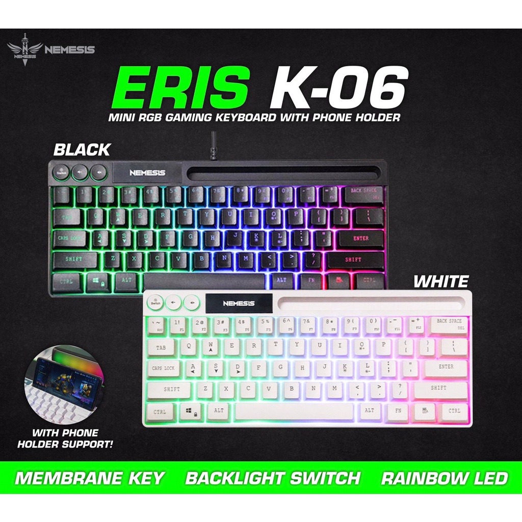 Jual NYK NEMESIS ERIS K-06 MINI WITH PHONE STAND HOLDER RGB GAMING ...