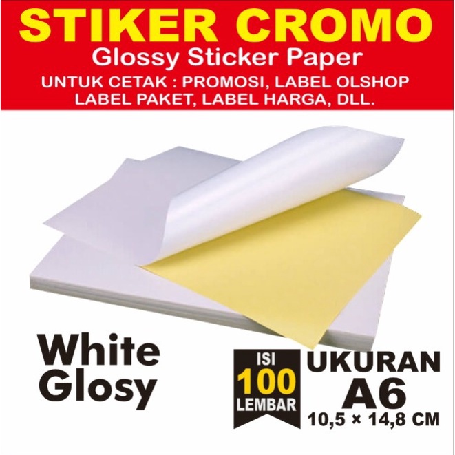 Jual Kertas Sticker, Stiker cromo (glossy) A6 (10,5×14,8) 1 pack, murah ...