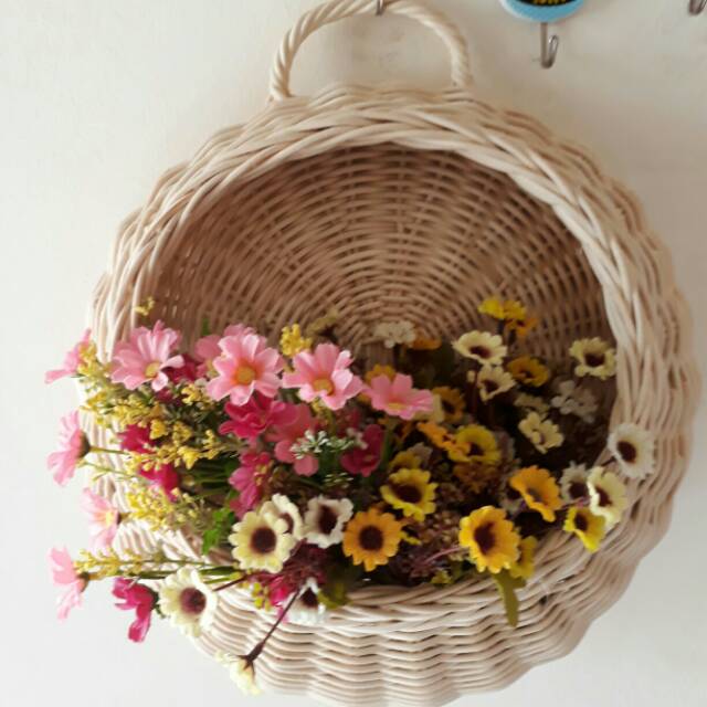 Jual Vas bunga dinding rotan/pas bunga gantung/hiasan dinding | Shopee ...