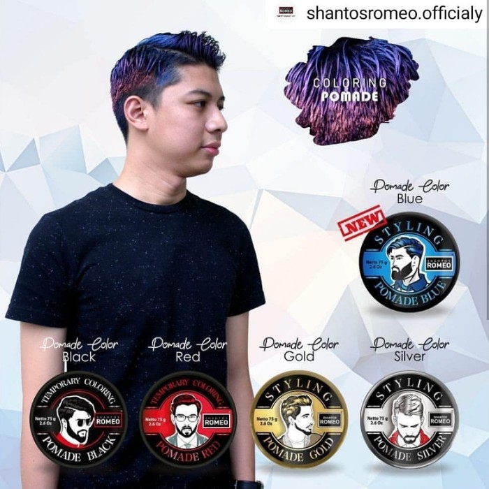 Jual Shantos Romeo Styling Pomade warna 75g - Hair Coloring Pomade ...