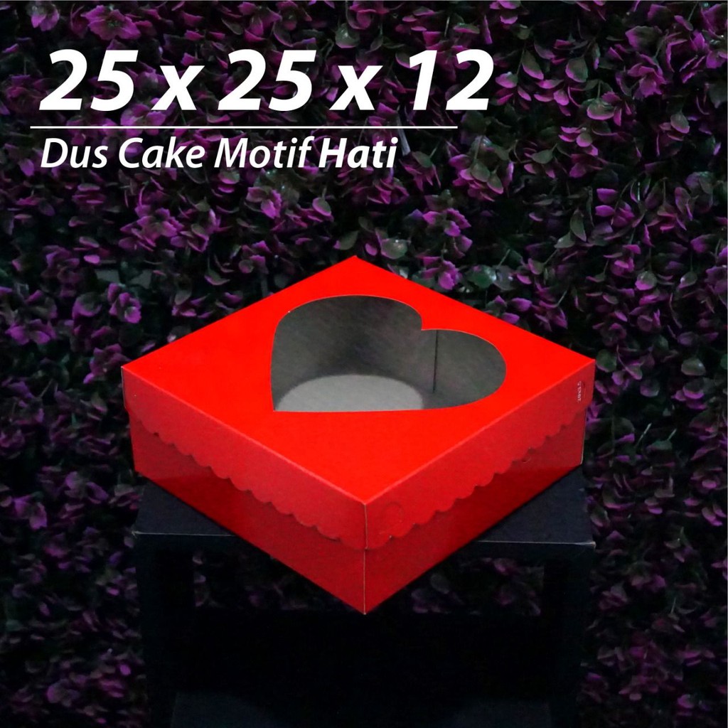 Jual Dus Merah motif Hati 25 x 25 x 10 cm - Love - Dus Kue - Cake Box ...
