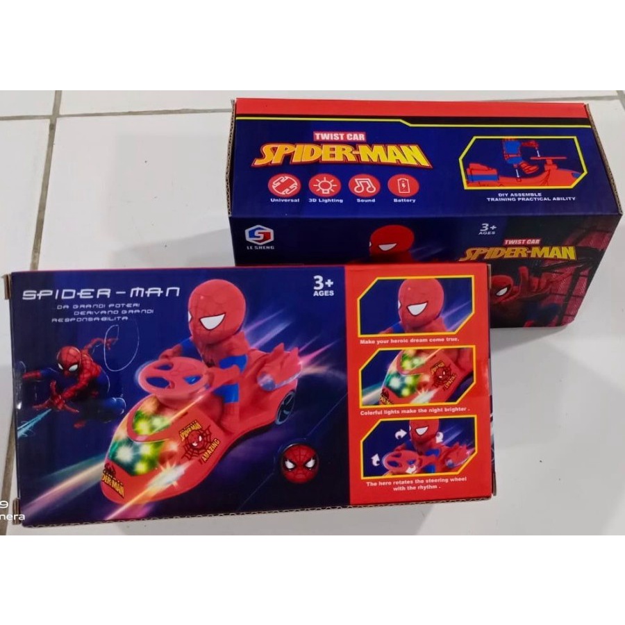 Jual MAINAN ANAK MOTOR ROBOT SPIDERMAN TWIST CAR ADA LAMPU DAN MUSIK ...