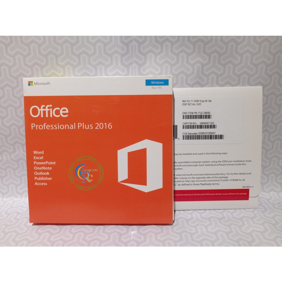 Jual Windows 11 Pro Fullpack dan Office 2016 Pro Plus Box Original life ...