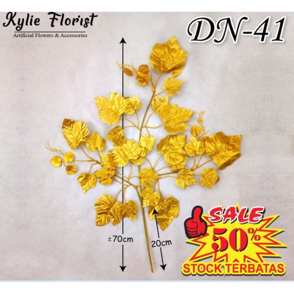 Jual daun maple anggur emas artificial cabang 3 dekorasi per tangkai ...