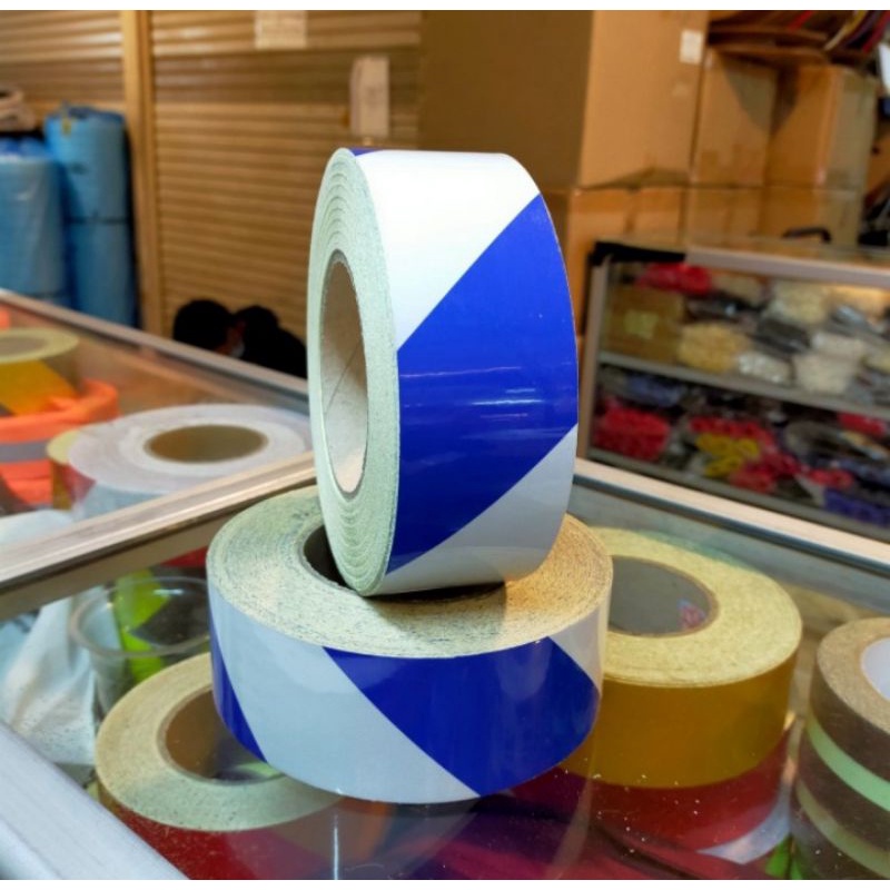 Jual Scotchlite Stiker Reflective Lakban Stiker Warna Biru-Putih Ukuran ...