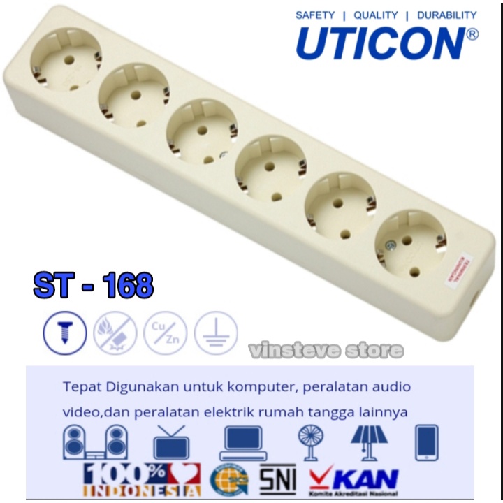 Jual Stop Kontak Arde Uticon 6 Lubang ST-168 (Terminal Kuningan) | Shopee Indonesia