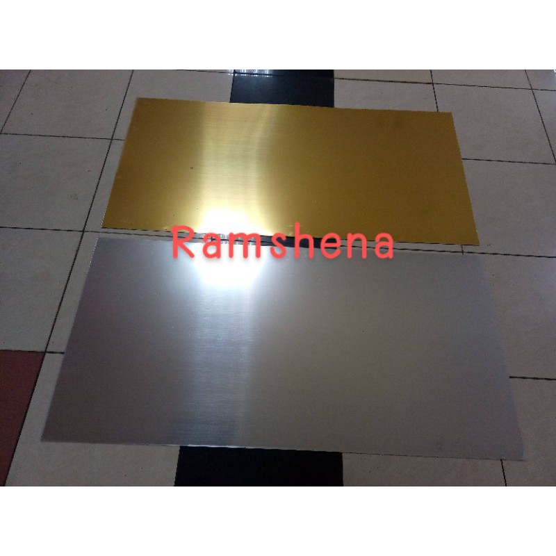 Jual gravoply/bahan name tag/hairline/gold/silver/60x120cm tebal 1.5mm ...
