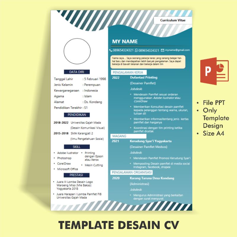 Jual TEMPLATE DESAIN CURRICULUM VITAE FILE MS.POWERPOINT CV PPT DAFTAR ...