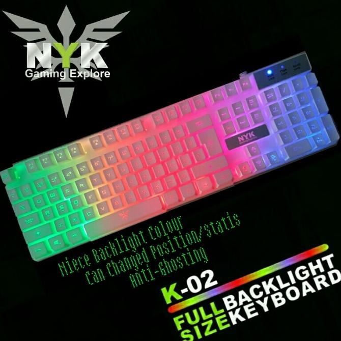 Jual ACC PC GAMING NYK ( K02 / K-02 ) Keyboard Gaming RGB warna PUTIH / WHITE + 8 Keycaps ...