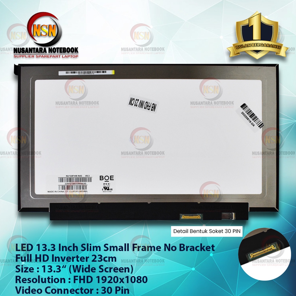 Jual LCD LED 13.3 Inch Slim Small Frame No Bracket Full HD Inverter ...