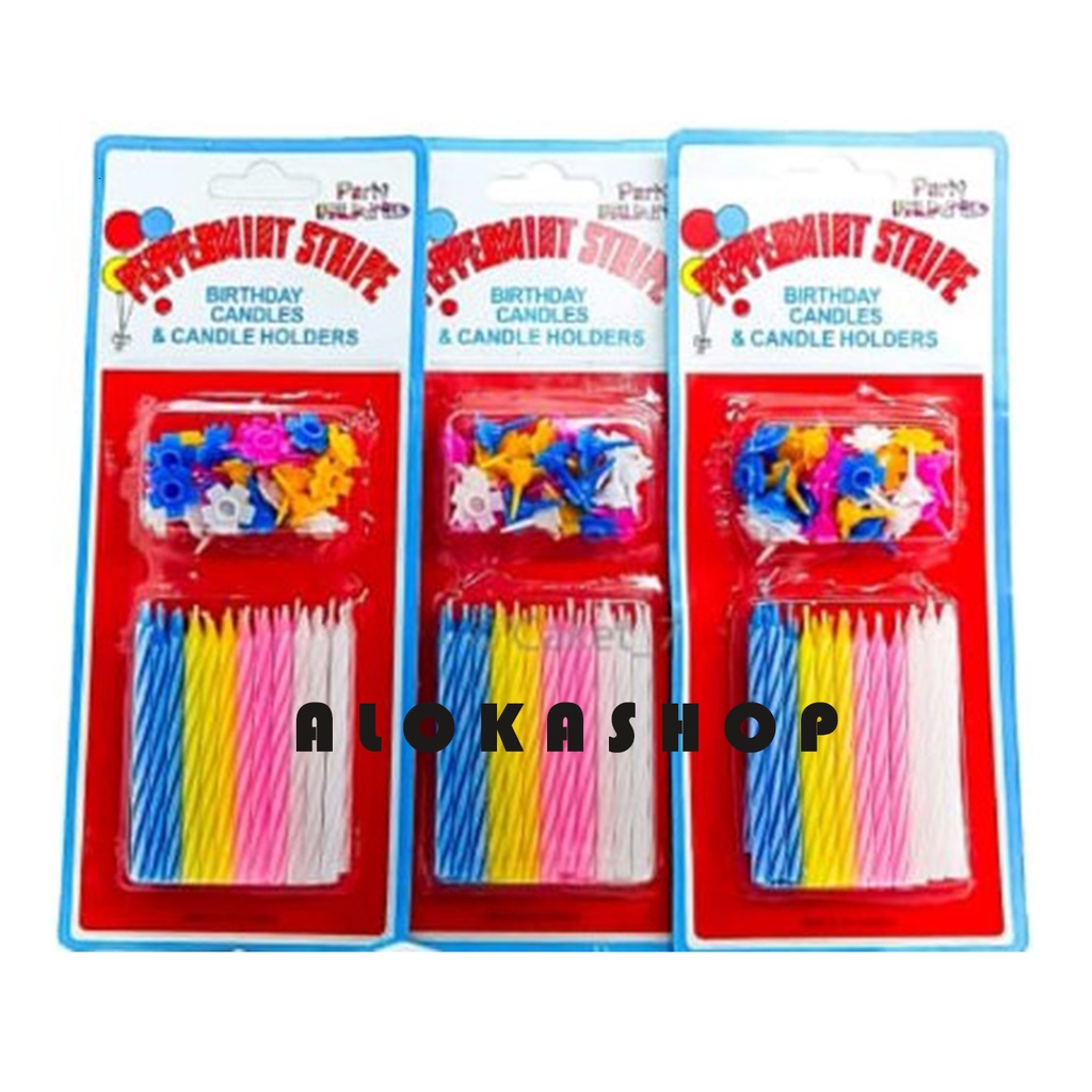 Jual Lilin spiral kecil/Pappermint candle/lilin ulang tahun/lilin ulir ...
