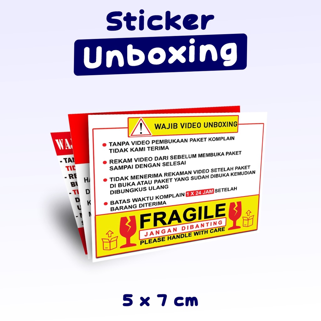 Jual Sticker Unboxing / Stiker peringatan Rekam Video Unboxing / Label ...