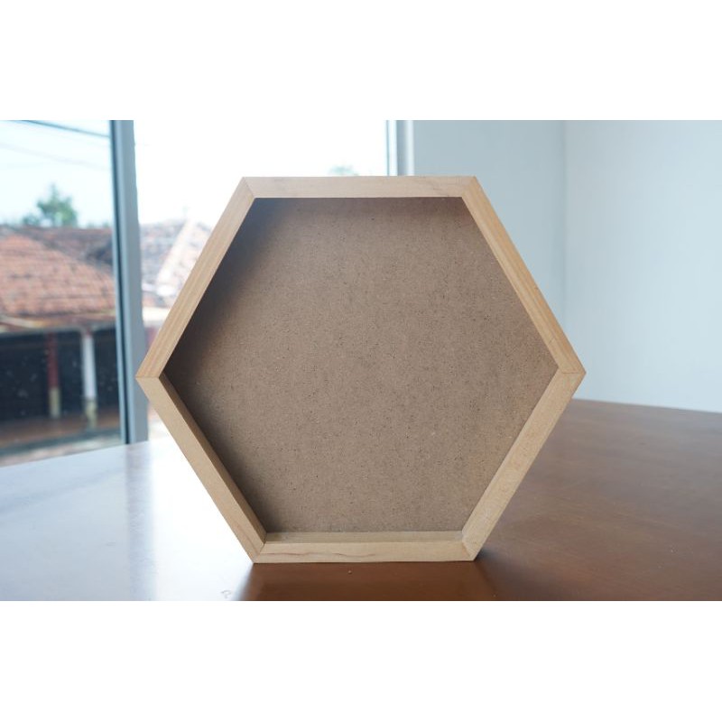 Jual Pigura Kayu/Frame Kayu Hexagonal 3D D30 Kaca Acrylic Anti Pecah | Shopee Indonesia
