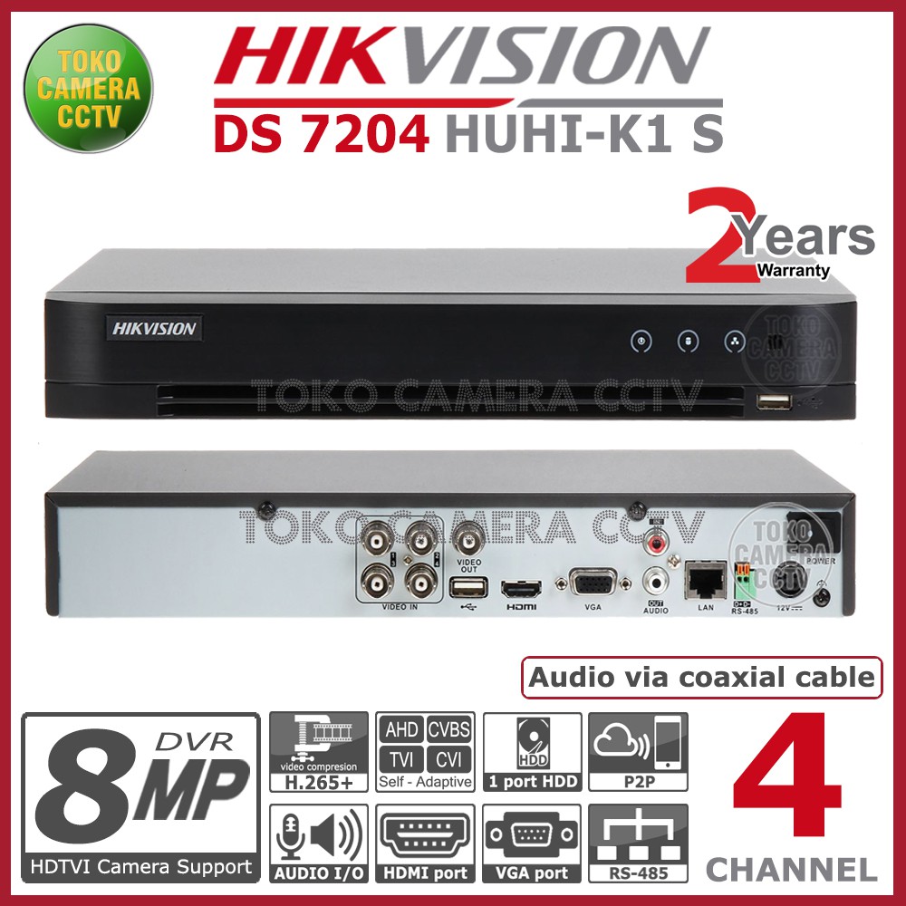 Jual DVR HIKVISION 4 CHANNEL DS-7204HUHI-K1 S AUDIO VIA COAXIAL | Shopee Indonesia