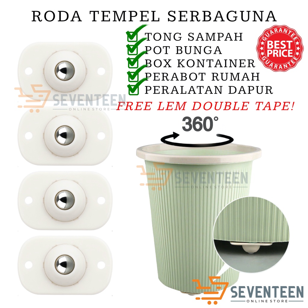 Jual SEVENTEEN RODA TEMPEL UNIVERSAL RODA STORAGE BOX KECIL 360 DERAJAT ...