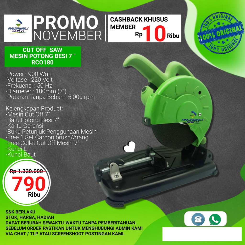 Jual Mesin Potong Besi Cut Off Cutting Wheel 7 Inch RYU Tekiro ...