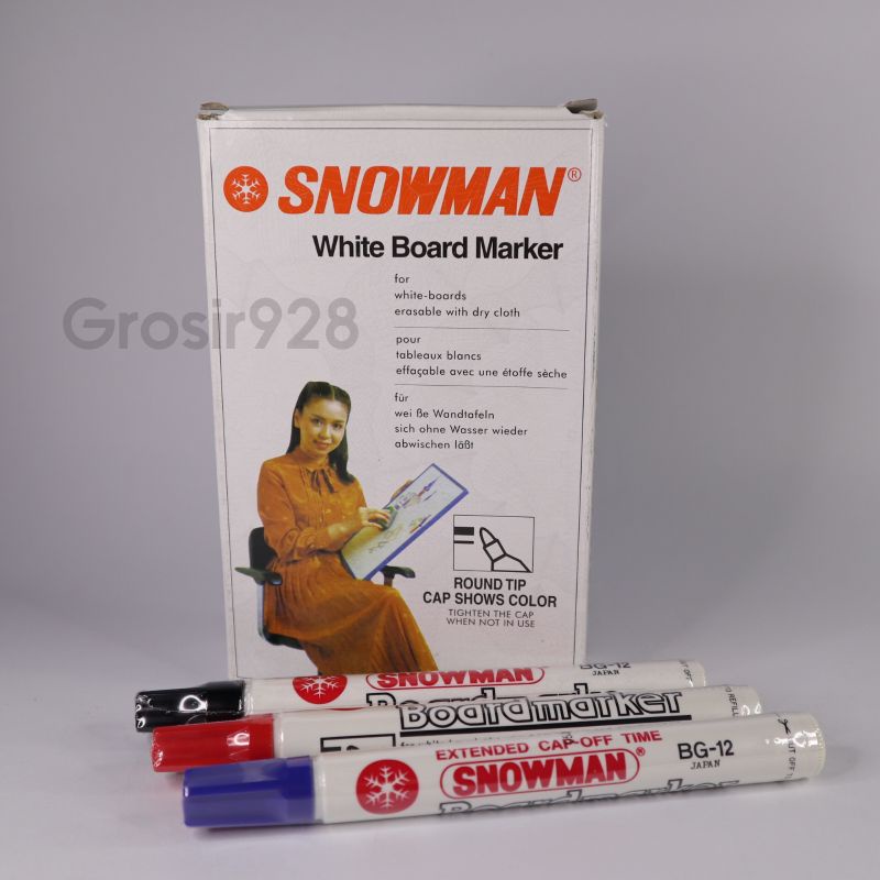 Jual Spidol Snowman Boardmarker Papan Tulis Putih Whiteboard Bg 12 Shopee Indonesia
