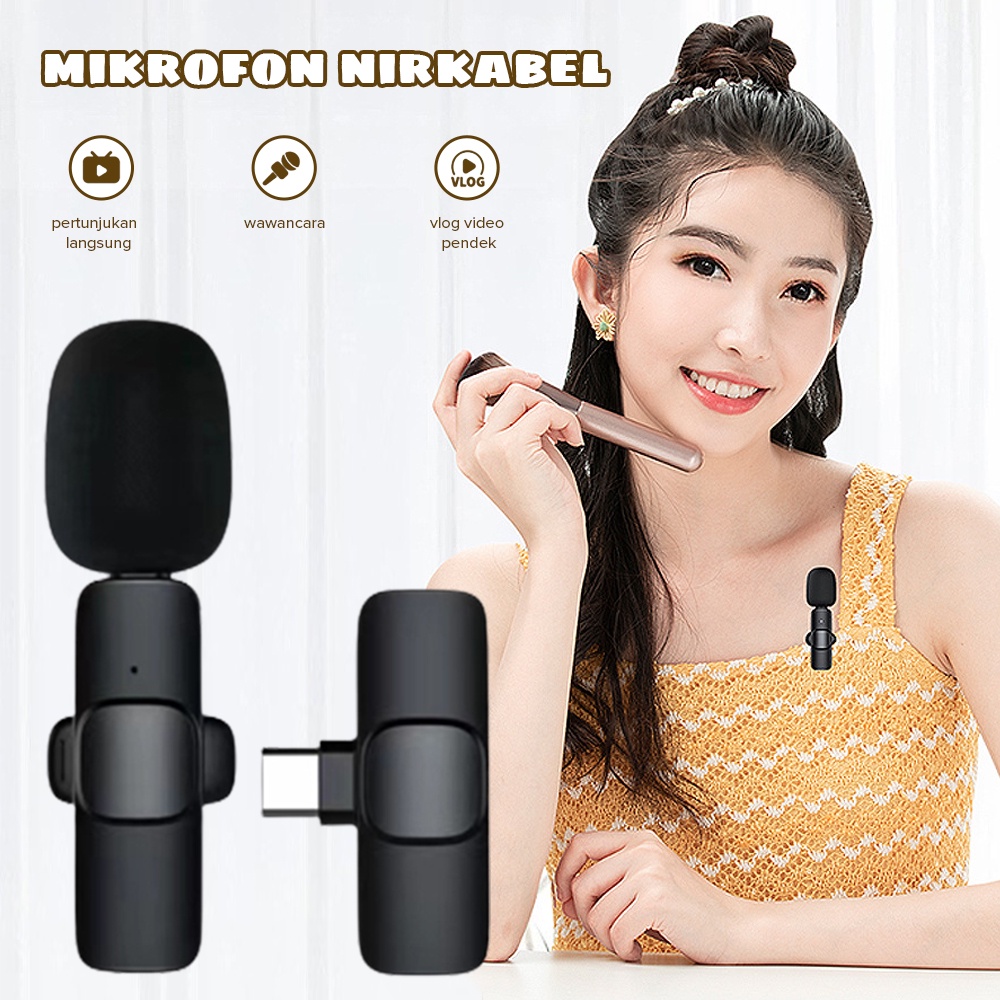 Jual Mic Wireless HP Vlog Youtuber Microphone Lavalier Portable Mic for Android Smartphone ...