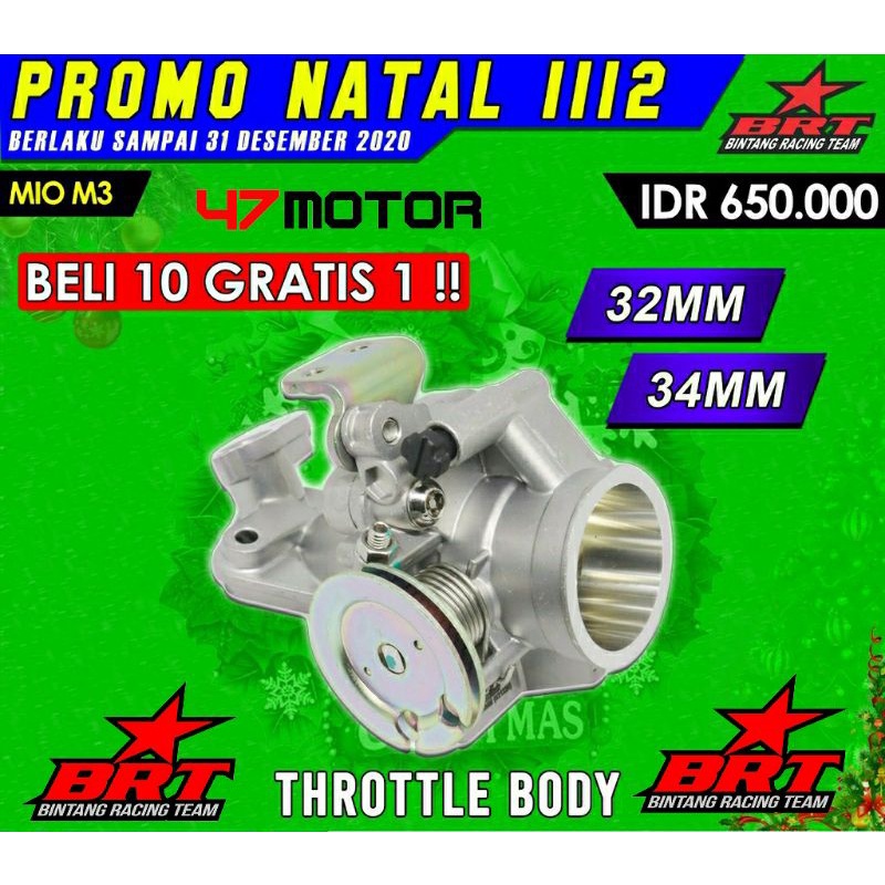 Jual Throttle Body BRT Super Flow TB Mio M3 32 32mm 34 34mm | Shopee ...