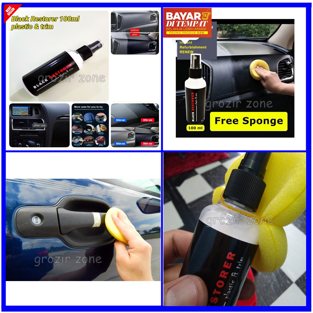 Jual BLACK RESTORER Penghitam Dashboard Mobil Body Motor Permanen Spray ...