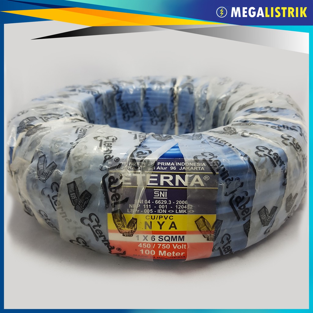 Jual ETERNA KABEL NYA 6 MM ( 100 METER ) / KABEL LISTRIK KAWAT 1 X 6MM ...