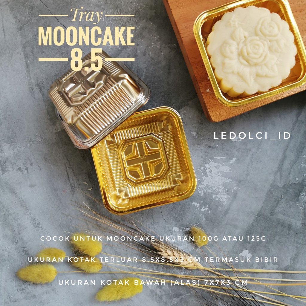 Jual 10 PCS MOONCAKE TRAY TATAKAN MOONCAKE MIKA 100 / 125 GR - GOLD 8.5 ...