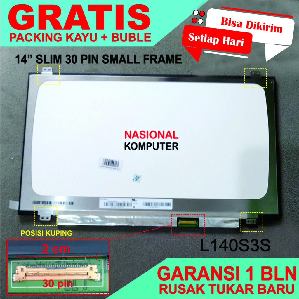 Jual LCD LED 14 inch Slim 30 Pin Small Frame HD 1366x768 | Shopee Indonesia