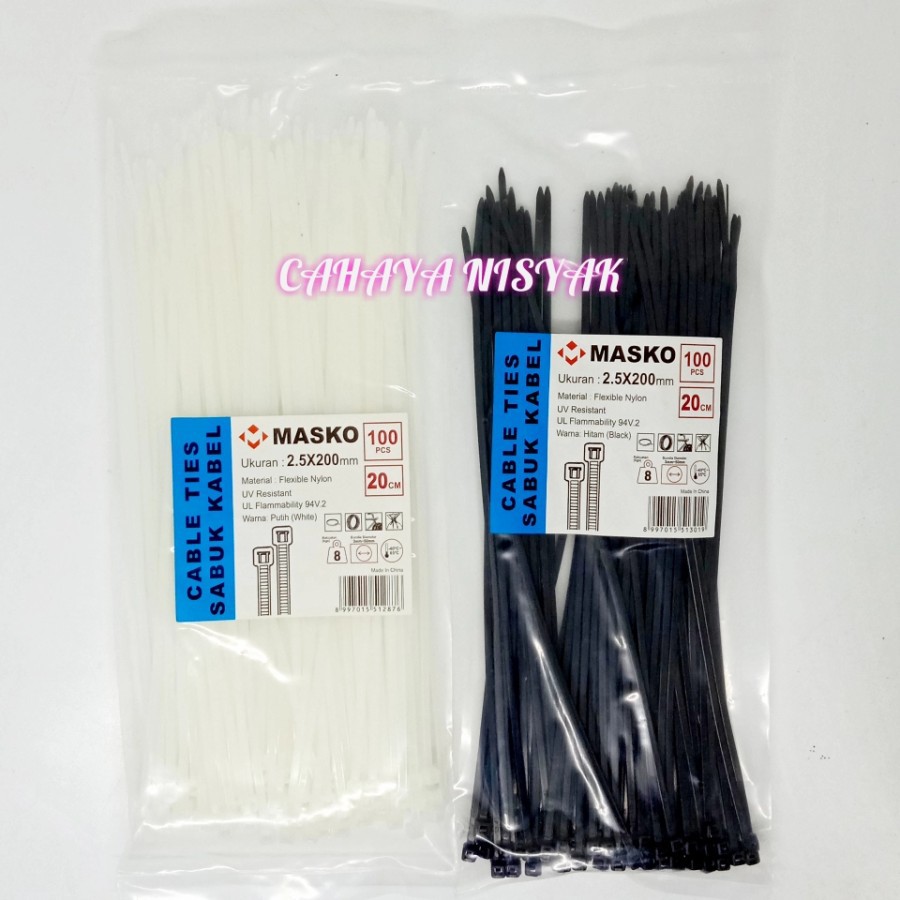 Jual Kabel Ties MASKO 20cm Tali Ties Serut Sabuk MASKO 25X200mm (100pcs ...